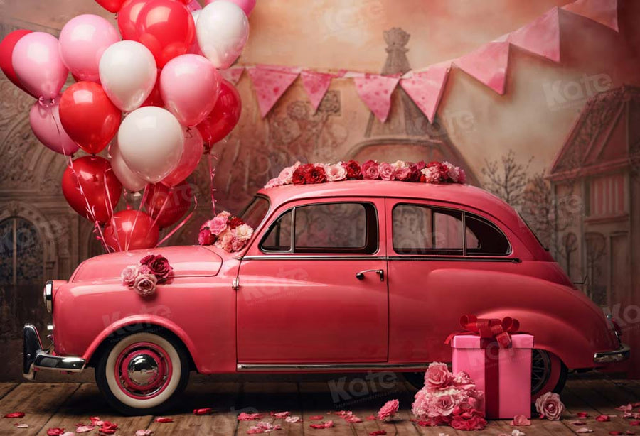 Vintage Pink Car Romantic Balloon Backdrop