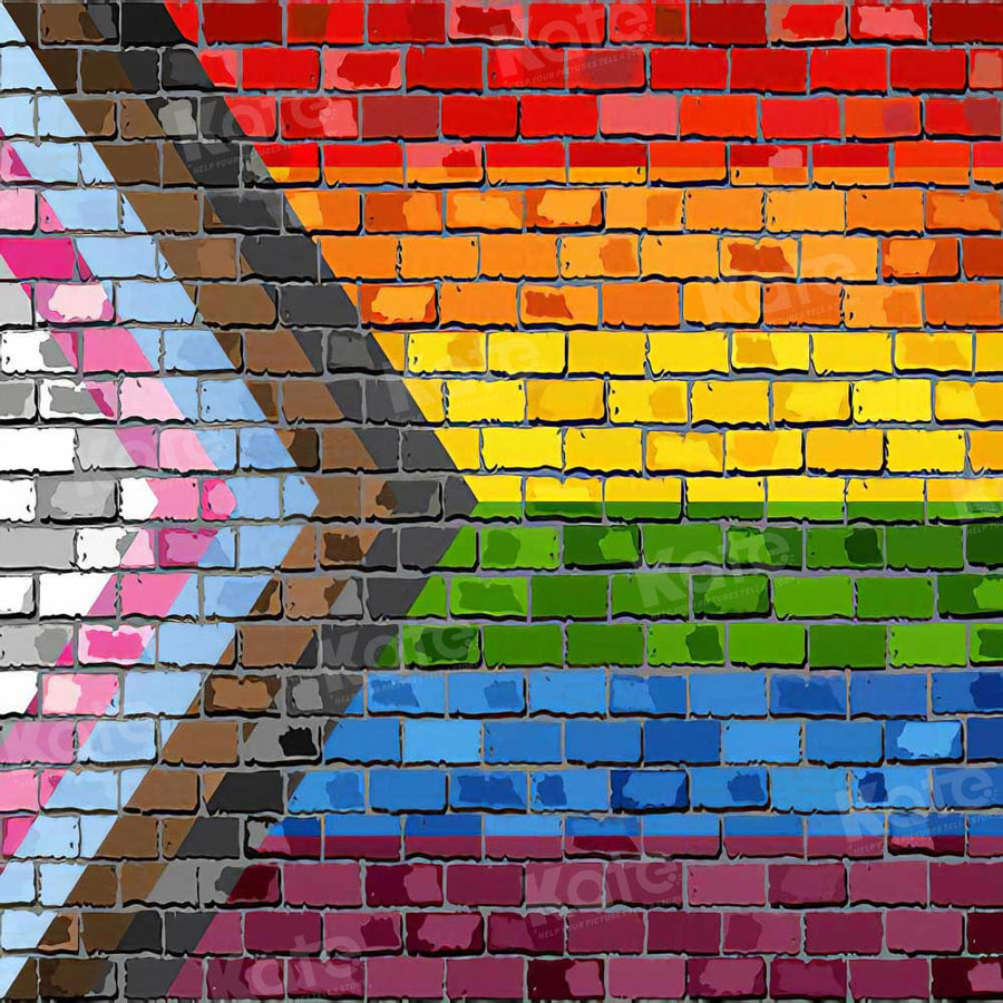 Vibrant Progressive Pride Brick Wall Backdrop