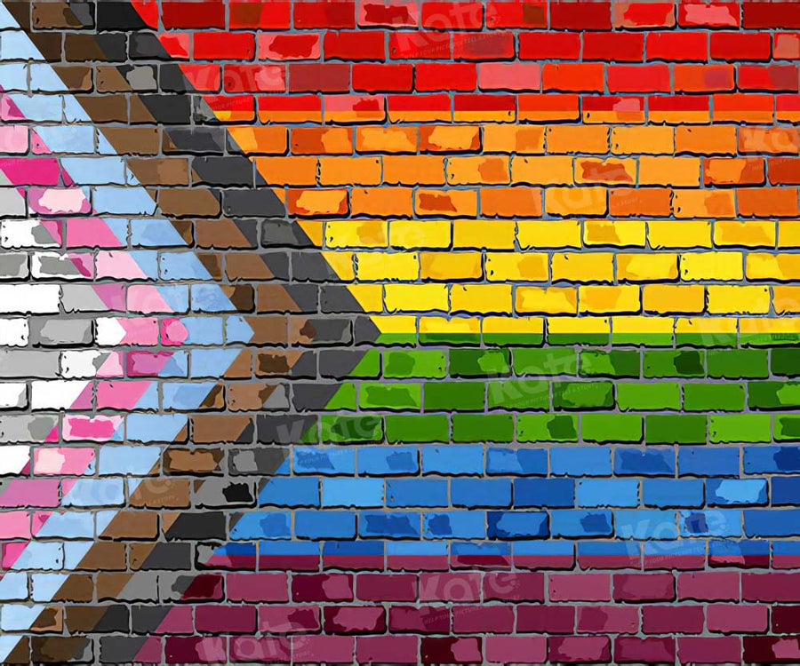 Vibrant Progressive Pride Brick Wall Backdrop