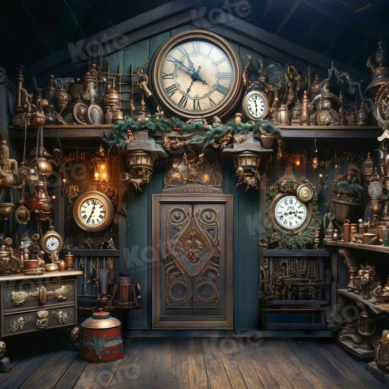 Vintage Clock Workshop Steampunk Backdrop