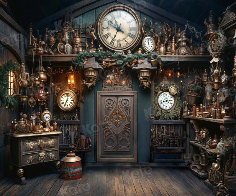 Vintage Clock Workshop Steampunk Backdrop