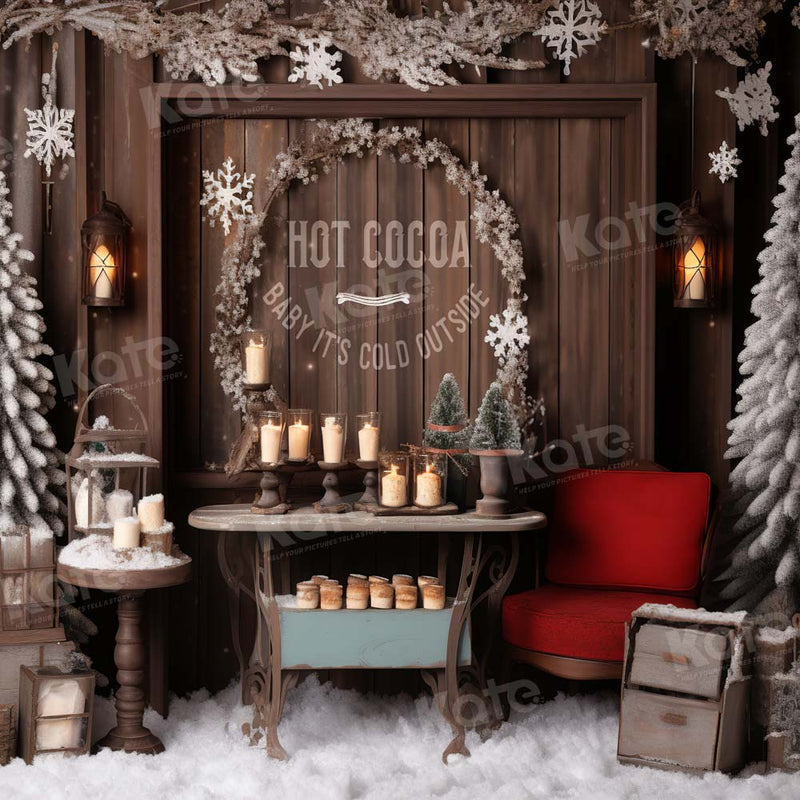 Rustic Winter Hot Cocoa Backdrop