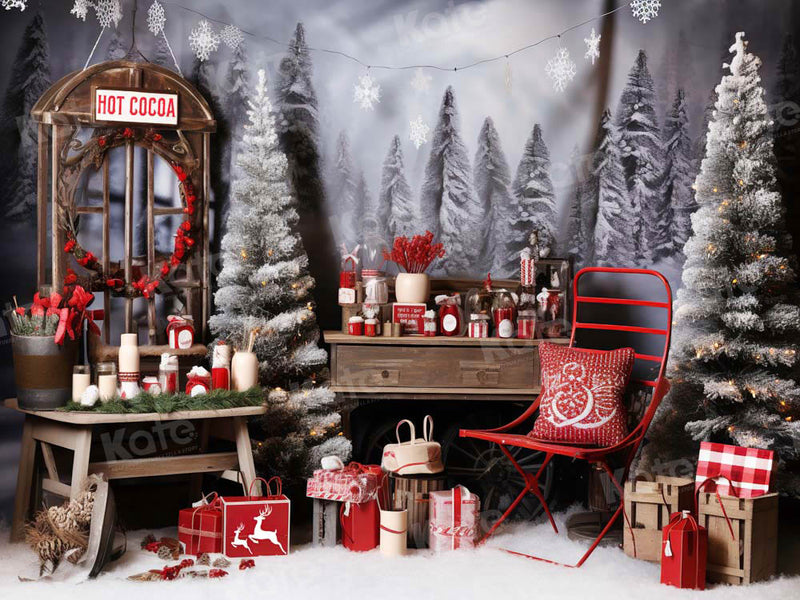 Cozy Winter Holiday Hot Cocoa Backdrop