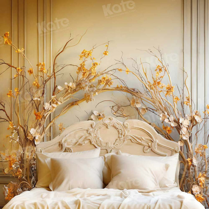 Elegant Vintage Floral Bedroom Backdrop