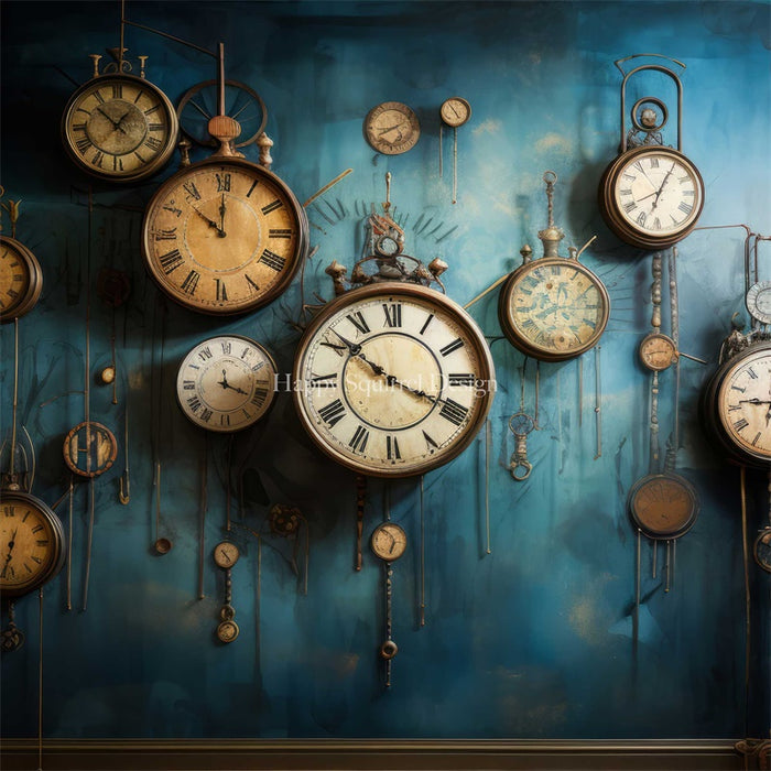Kate Grunge Clocks Backdrop Designed by Happy Squirrel Design