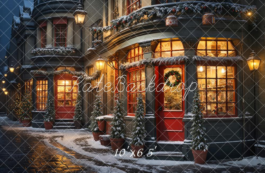 Cozy Winter Evening Vintage Storefront