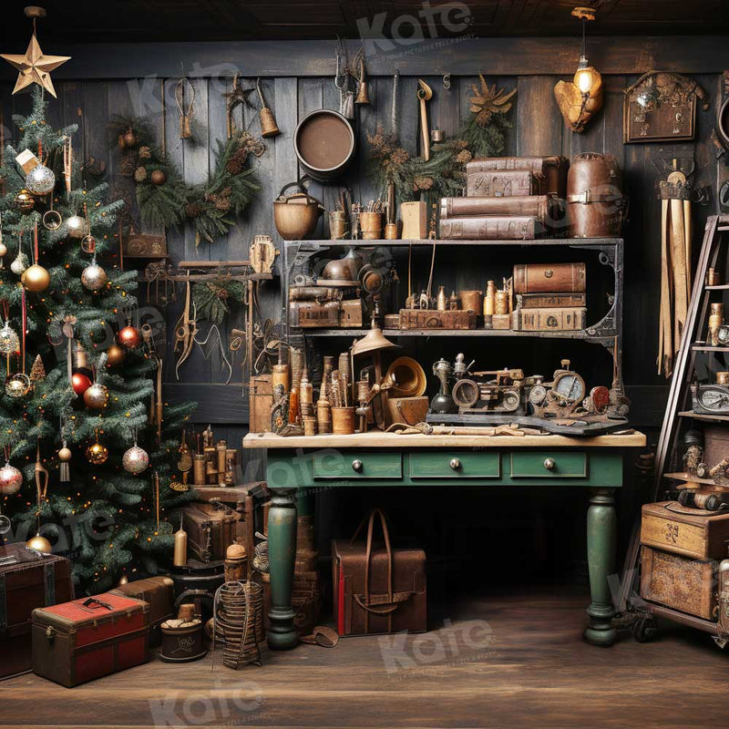 Kate Christmas Santa's Workshop Backdrop for Photography