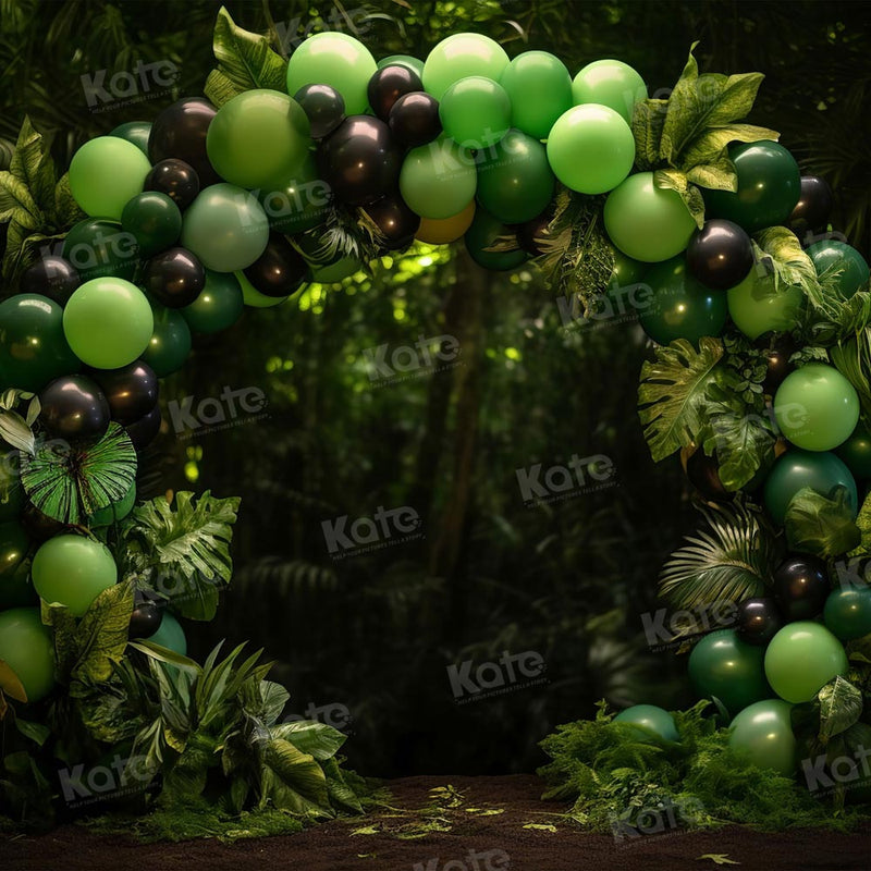 Lush Green Tropical Balloon Arch Backdrop