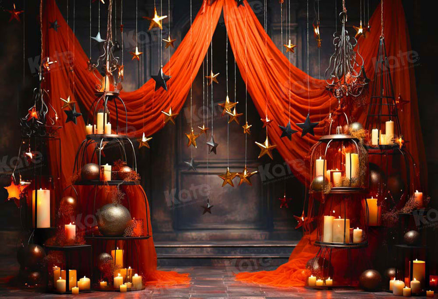 Enchanted Amber Candlelit Starry Backdrop
