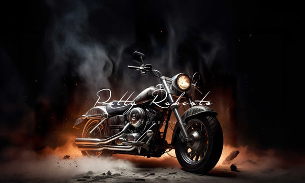 Dark Smoky Motorcycle Adventure Backdrop