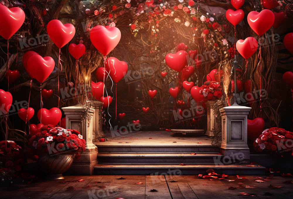 Romantic Heart Balloon Garden Backdrop