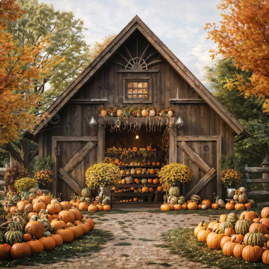 Rustic Autumn Pumpkin Farmhouse Backdrop