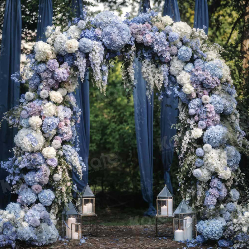 Elegant Blue and White Floral Archway Backdrop