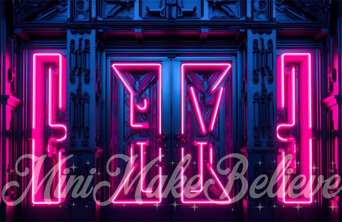 Neon Glow Urban Doorway Backdrop
