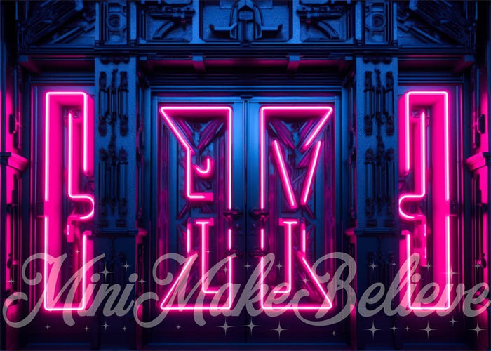 Neon Glow Urban Doorway Backdrop