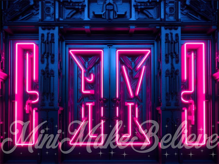 Neon Glow Urban Doorway Backdrop