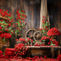 Rustic Red Rose Vintage Floral Backdrop
