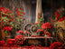 Rustic Red Rose Vintage Floral Backdrop