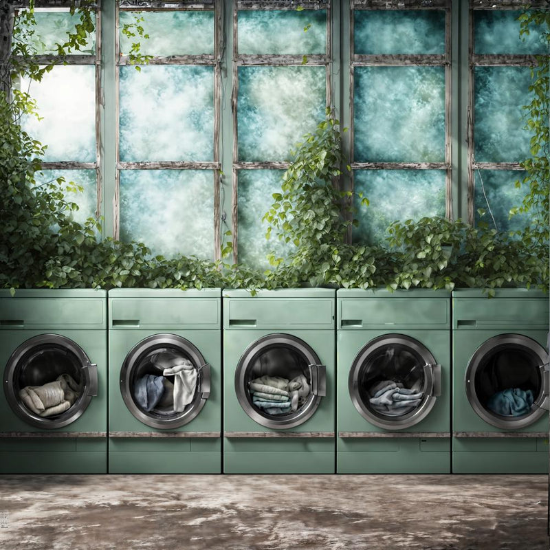 Vintage Green Laundry Room Backdrop