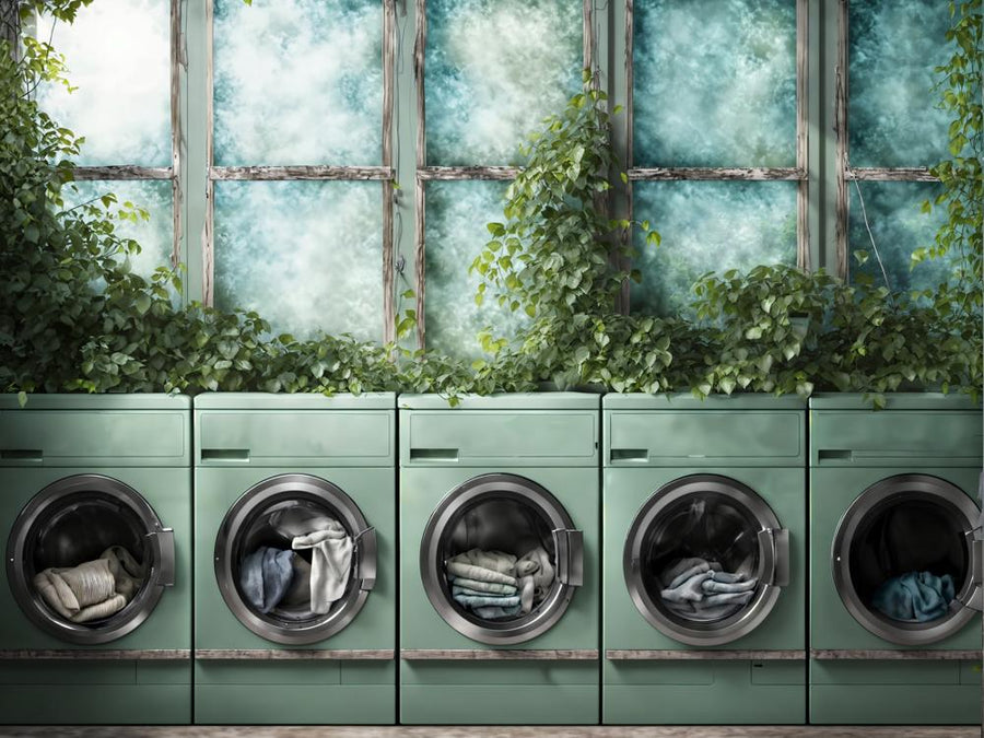 Vintage Green Laundry Room Backdrop