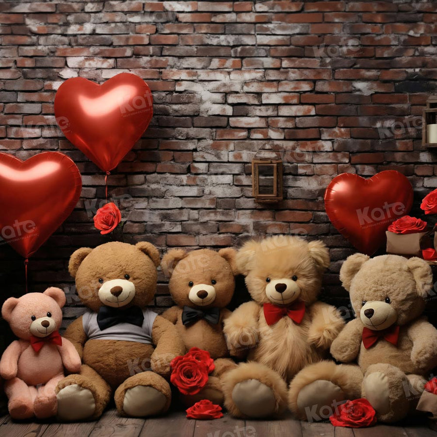 Rustic Brick Wall Teddy Bear Backdrop