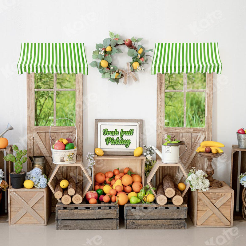 Rustic Farmhouse Fresh Fruit Market Backdrop