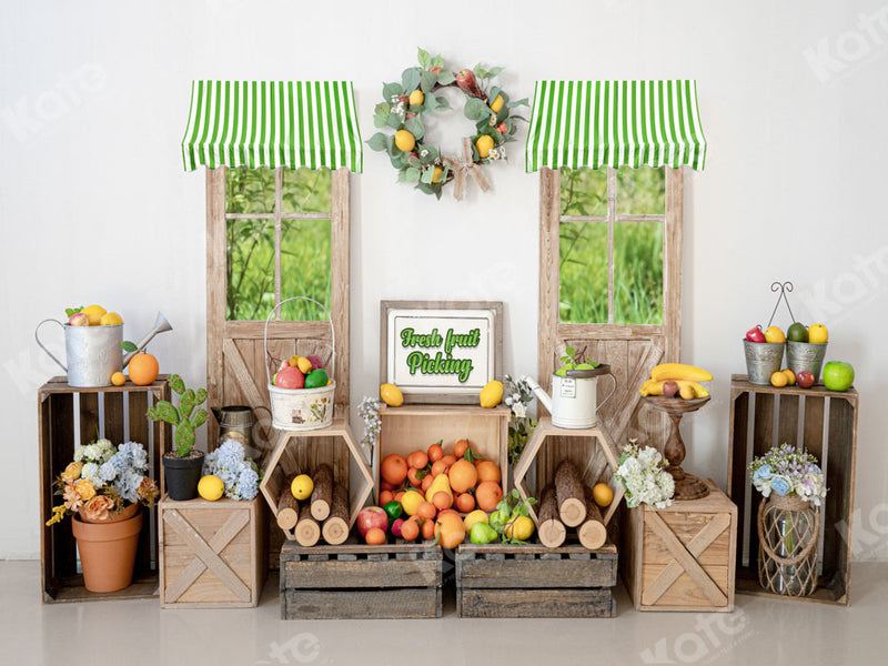 Rustic Farmhouse Fresh Fruit Market Backdrop