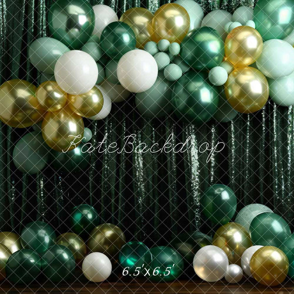 Elegant Emerald Gold Balloon Backdrop