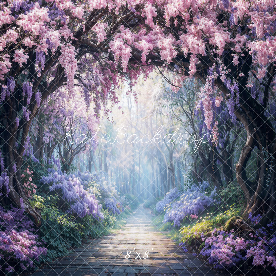 Mystical Lavender Forest Pathway Backdrop
