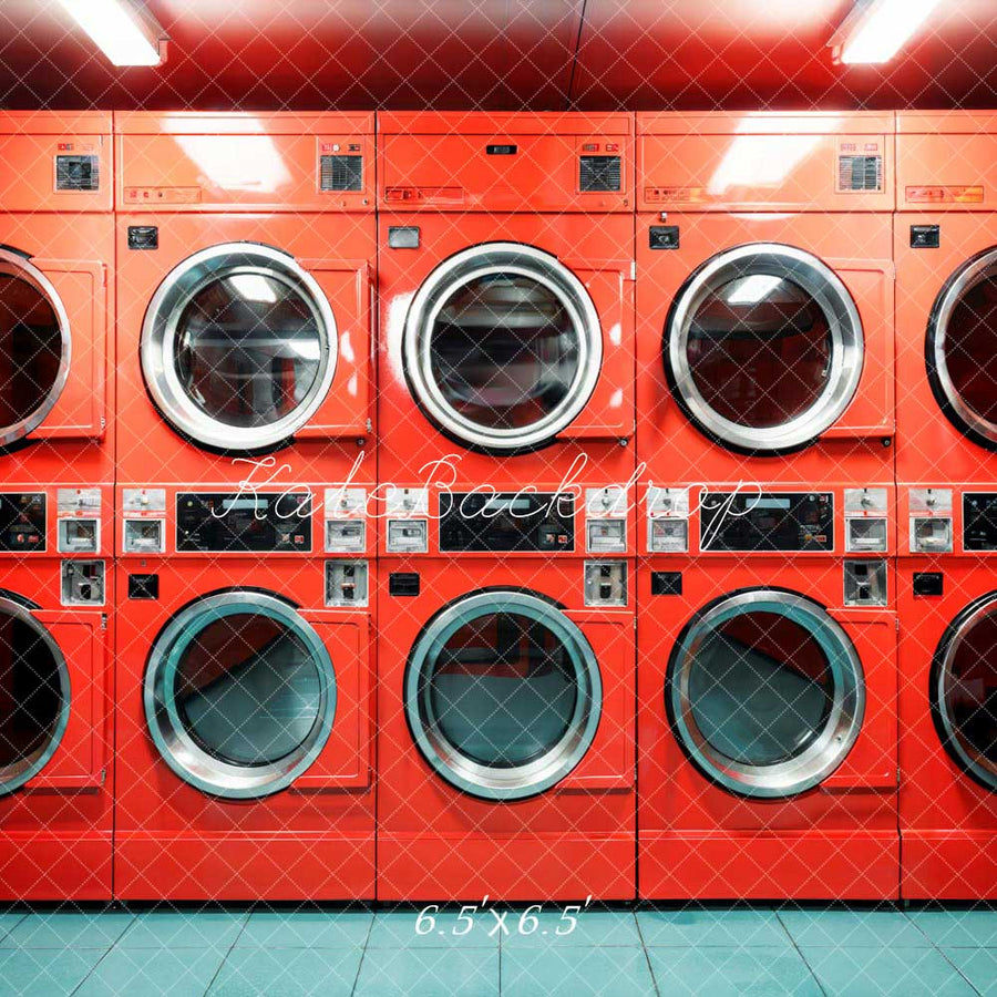 Vibrant Retro Laundry Machine Wall Backdrop