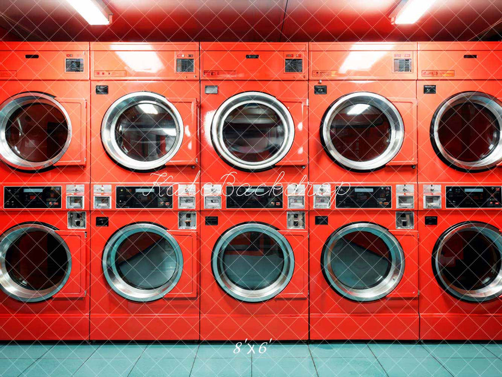 Vibrant Retro Laundry Machine Wall Backdrop
