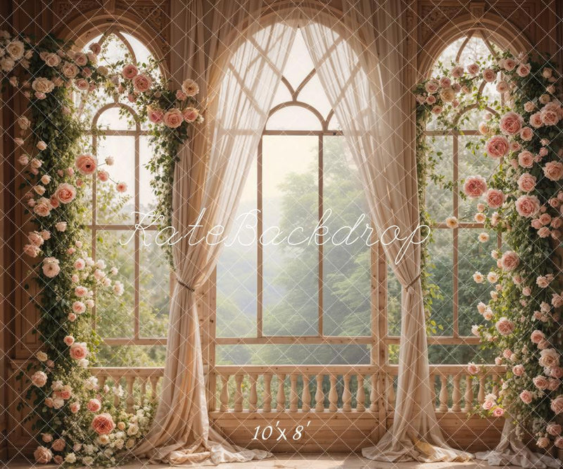 Elegant Vintage Floral Window Backdrop