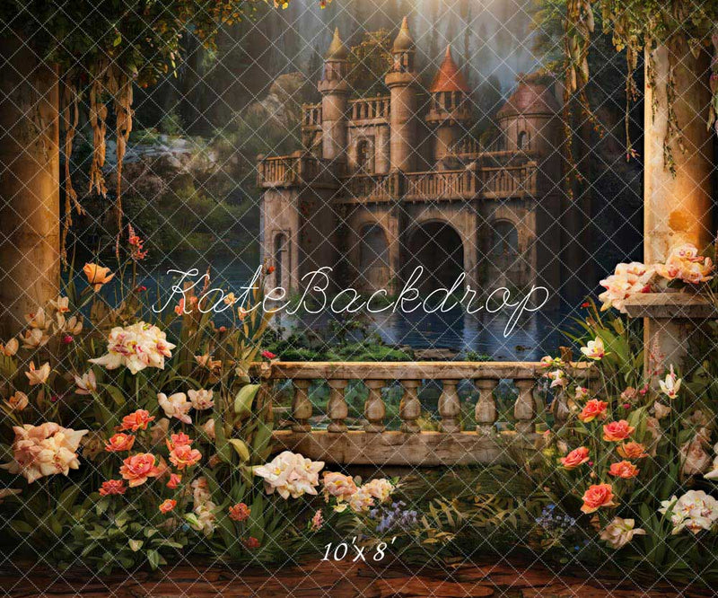 Enchanted Garden Castle Fantasy Backdrop