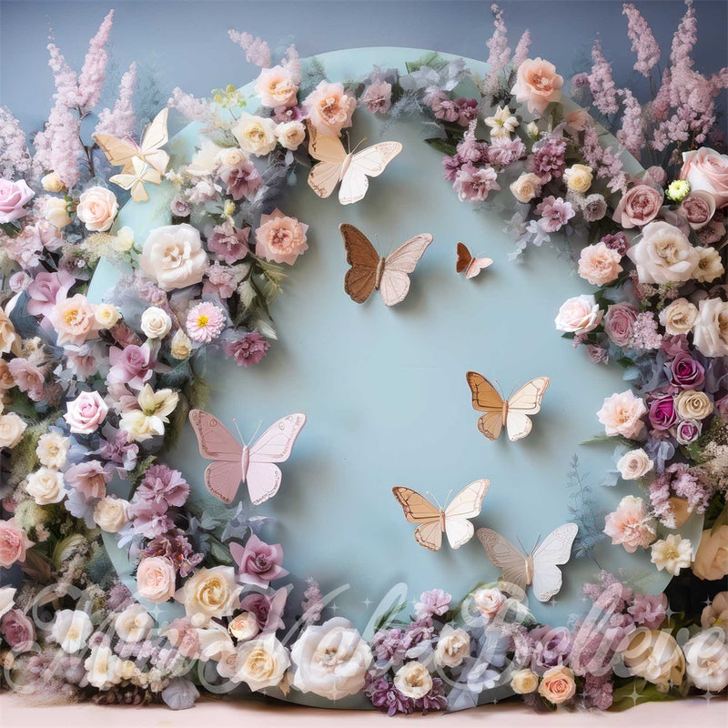 Elegant Floral Butterfly Circle Backdrop