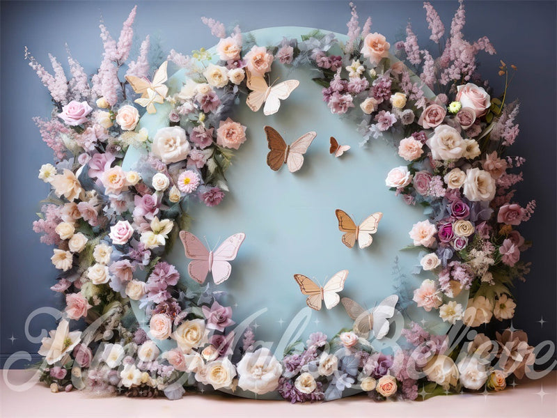 Elegant Floral Butterfly Circle Backdrop