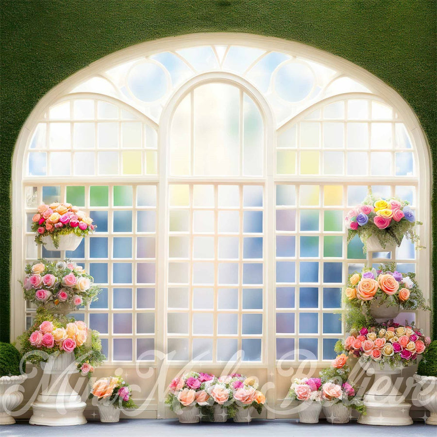 Elegant Garden Window Floral Backdrop