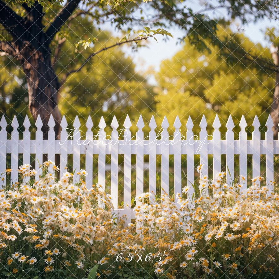 Rustic White Picket Fence Floral Backdrop