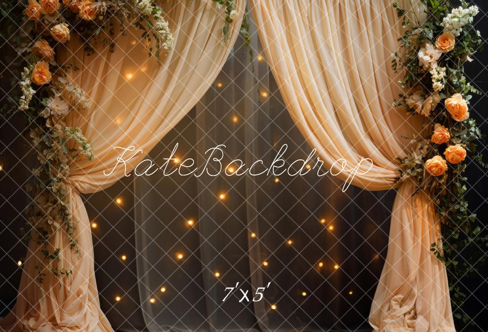 Kate Spring Flower Curtain String Lights Backdrop Designed by Emetselc