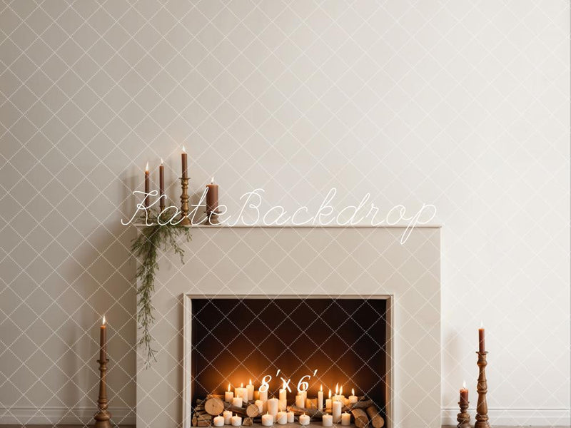 Elegant Cozy Candlelit Fireplace Backdrop