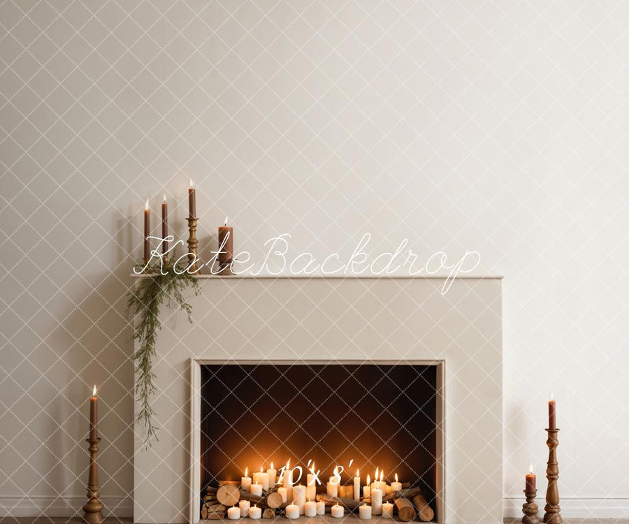 Elegant Cozy Candlelit Fireplace Backdrop