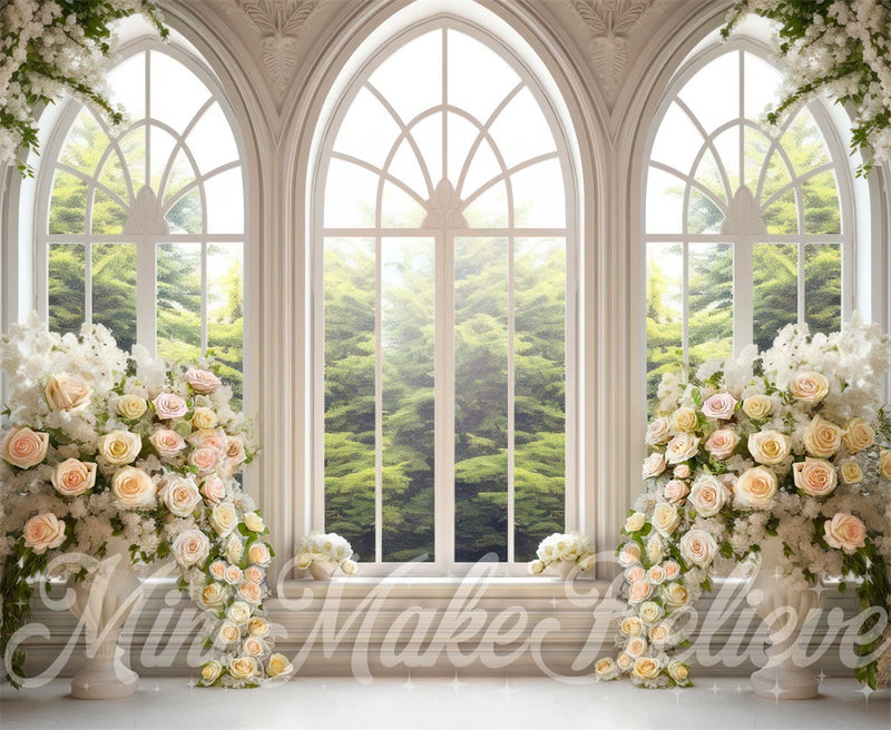 Elegant Garden Window Floral Backdrop