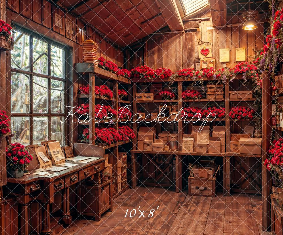 Rustic Cozy Flower Shop Backdrop