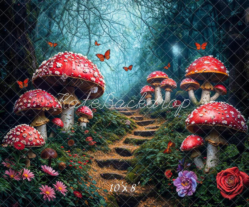 Kate Fairy Tale Forest Mushroom Path Backdrop Designed by Chain Photog