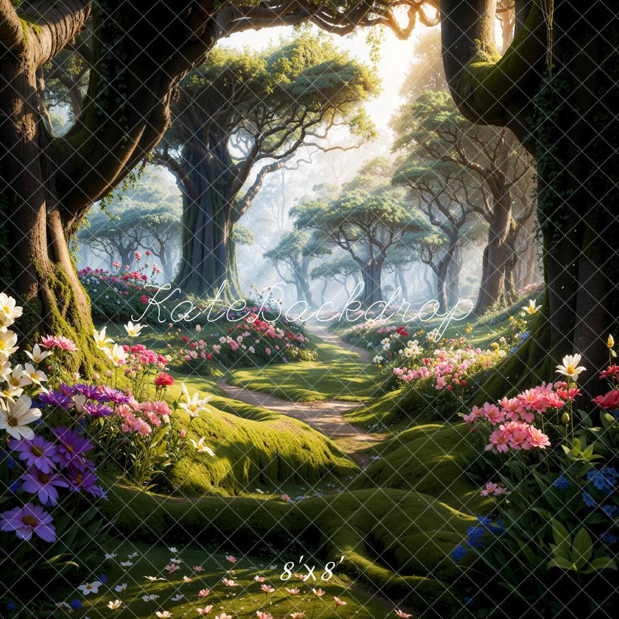 Kate Spring Flowers Forest Path Backdrop Designed by Chain Photography