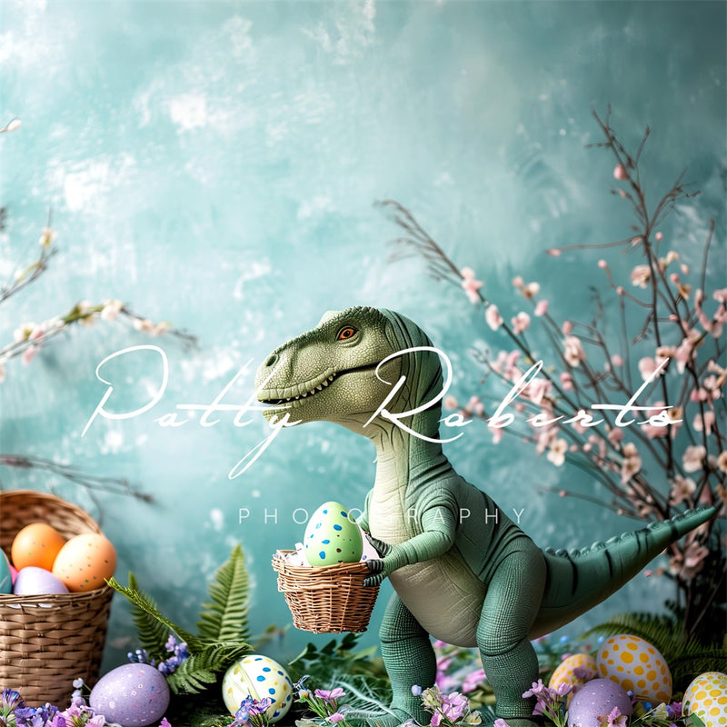 Springtime Dinosaur Easter Basket Backdrop
