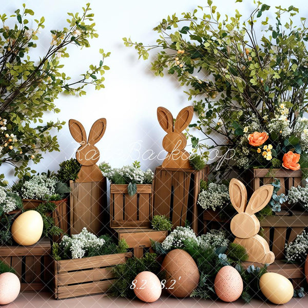 Rustic Easter Bunny Garden Backdrop