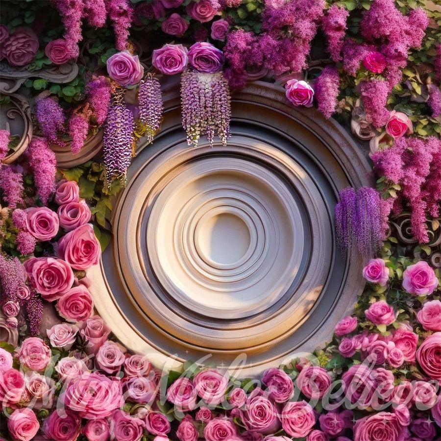 Elegant Circular Floral Pink Backdrop