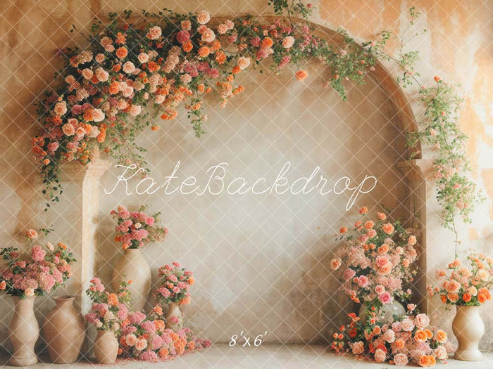 Kate Spring Pink and Orange Flowers Arch Wall Backdrop for Baby and ...