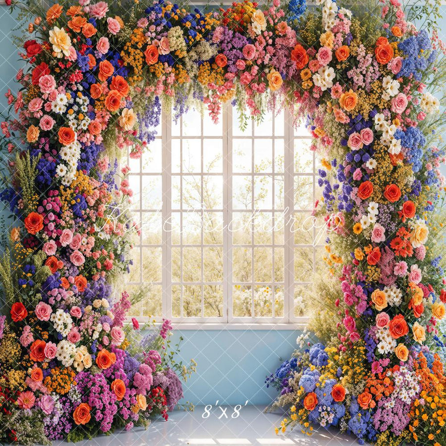 Vibrant Floral Window Arch Backdrop