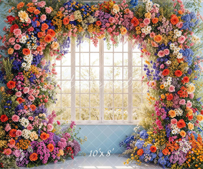 Vibrant Floral Window Arch Backdrop